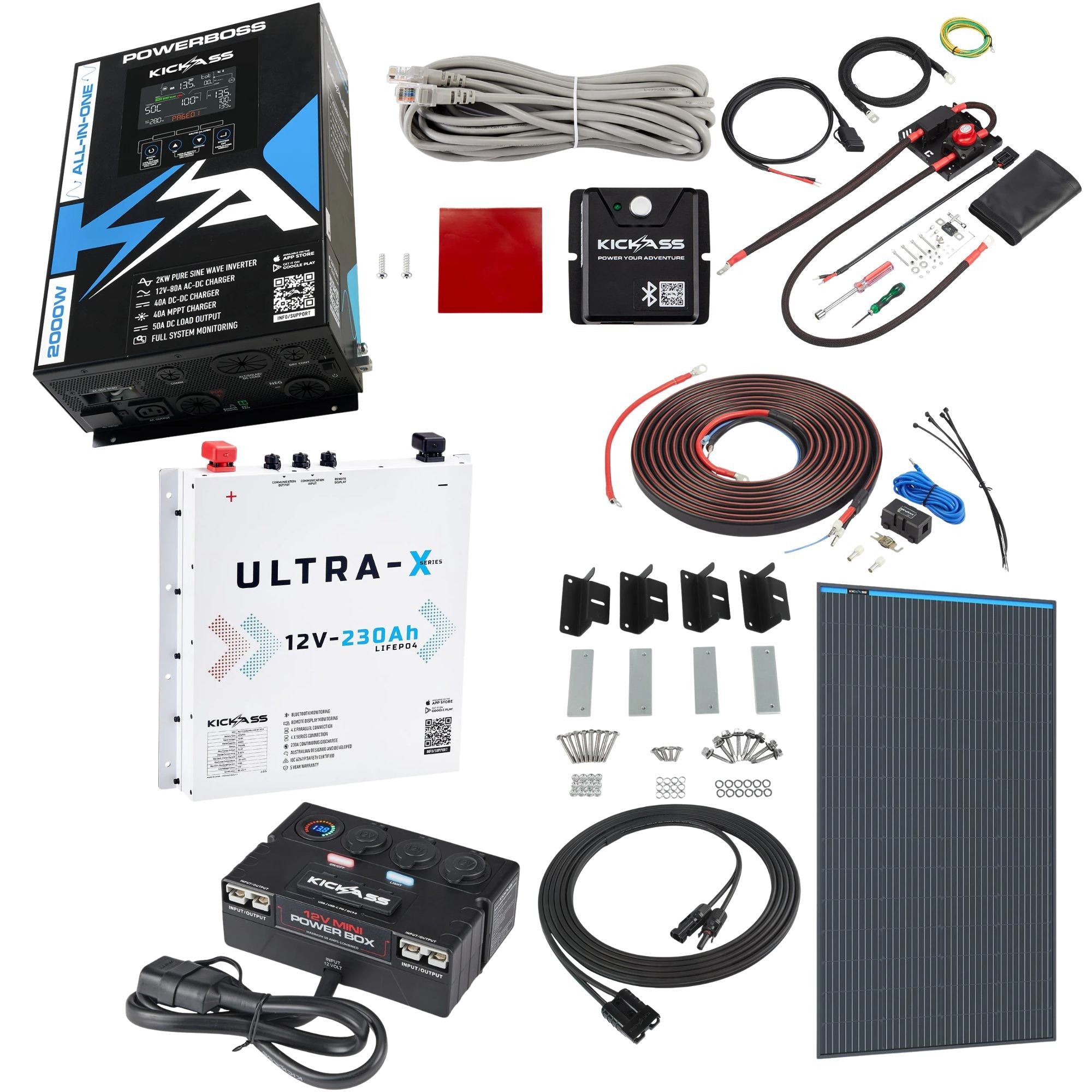 PowerBoss 2000W Off-Grid System 230Ah Arctic White Slim Lithium ...