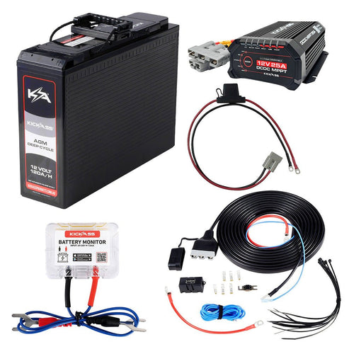 KickAss 12V 120Ah Slimline AGM Dual Battery Kit with 25A DCDC & Wiring ...