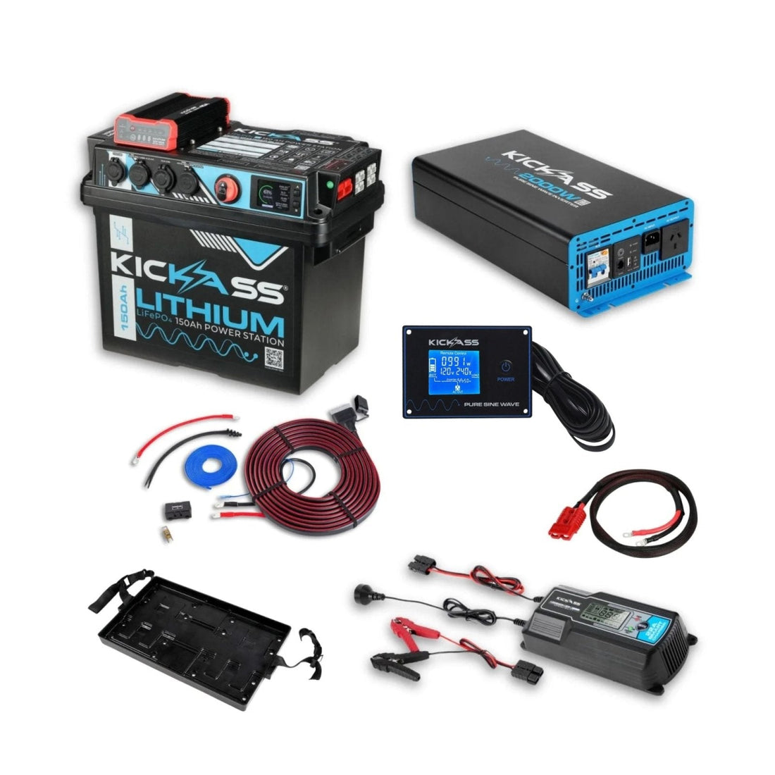 12V 150Ah Lithium Dual Battery Kit with 2000W Inverter & DCDC Charger ...