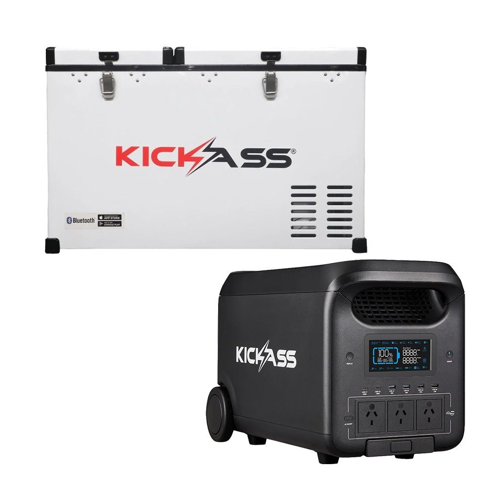 KickAss KickCharge 3000 & Portable 12V Fridge Freezer Bundle 75L ...