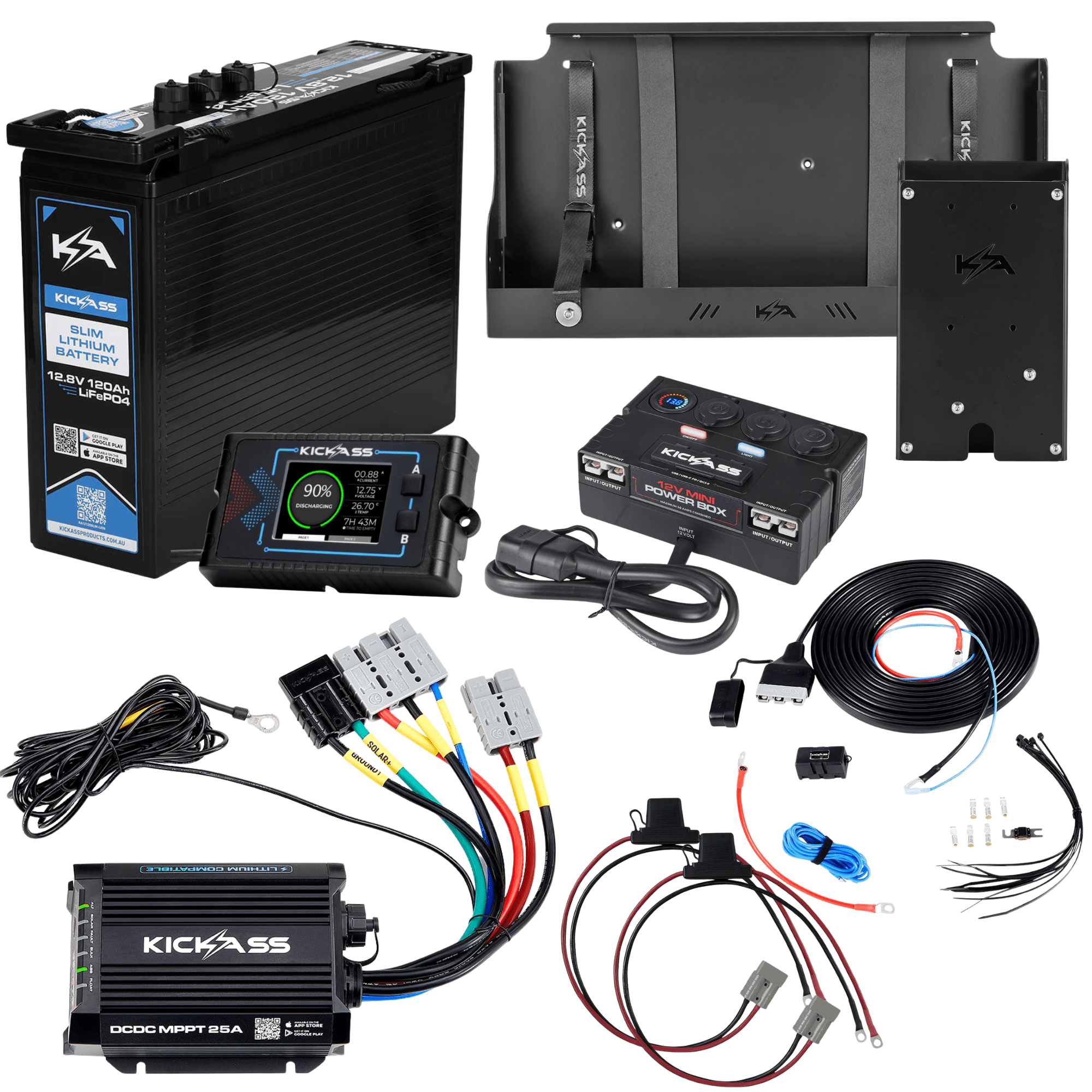 12V 120Ah Slimline Lithium Dual Battery Kit w/ 25A DCDC & Display ...